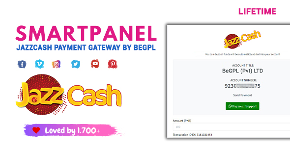 JazzCash Payment Module For Smart Panel 3.4 and v4.1 Download - BeGPL