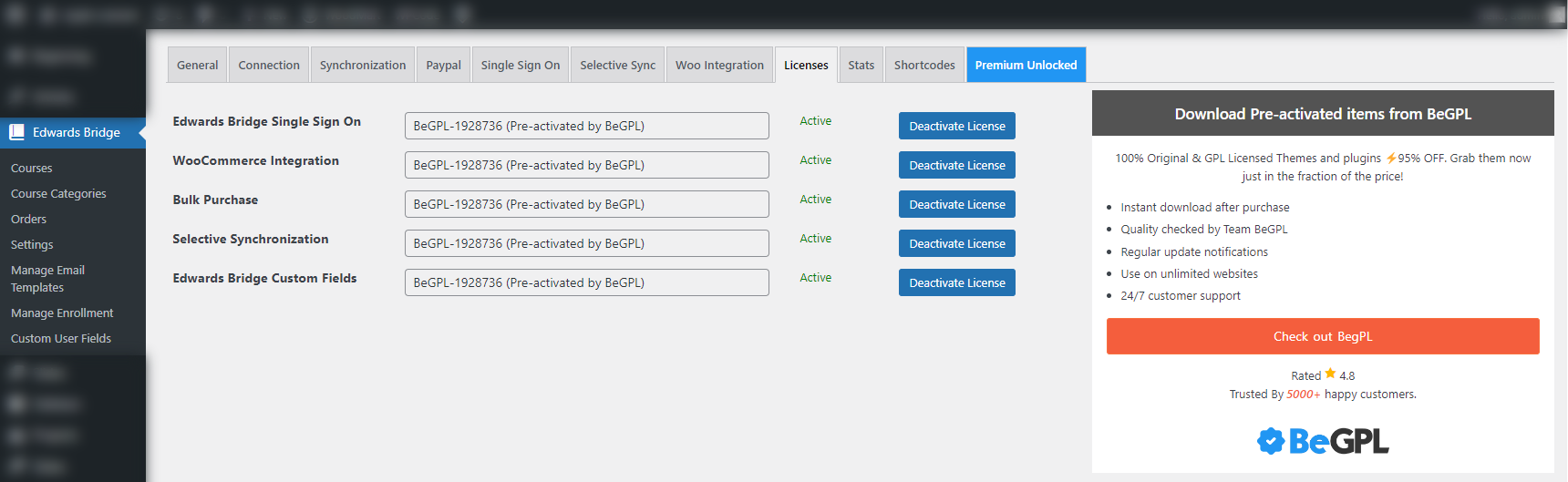 Edwiser Bridge Pro v3.0.8 + All addons Bundle - WordPress Moodle LMS Integration - BeGPL