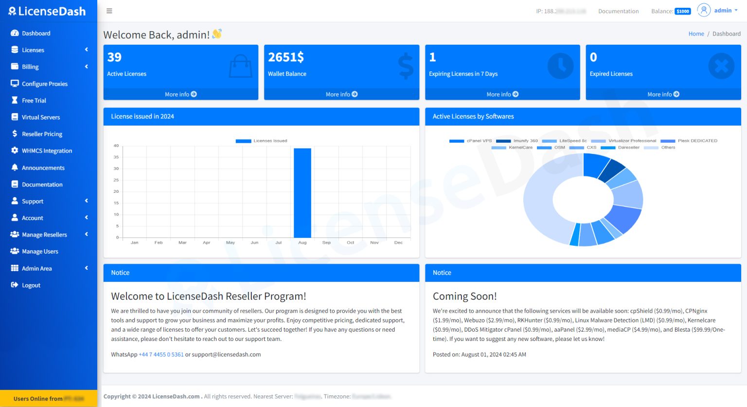LicenseDash v5.14.72 - Premier Licensing Solution | Supports cPanel, Plesk, Imunify360, and 28 ...